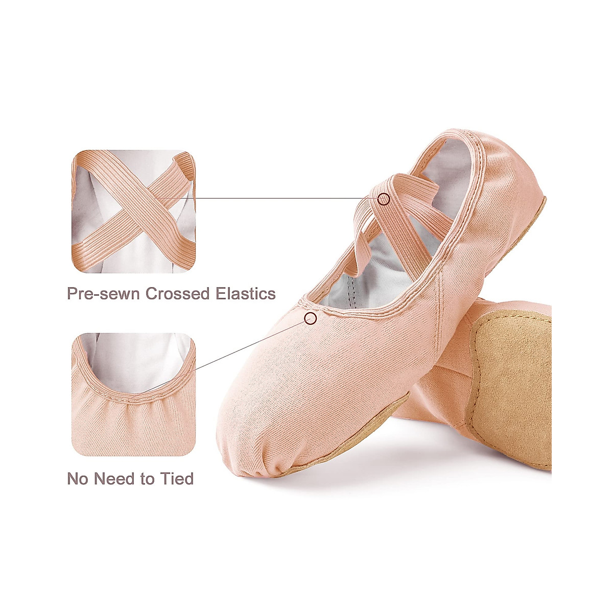 Stelle Ballet Shoes for Women Pink Adult Ballet Slippers Highly Stretch Canvas Dance Yoga Shoes Zapatillas de Ballet(Ballet Pink,8MW)