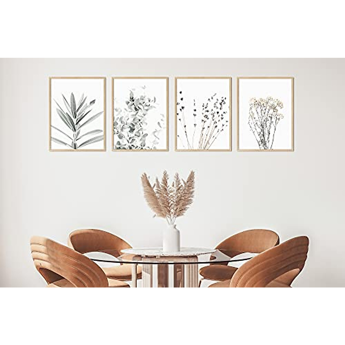 Herzii Botanical Plant Wall Art Prints- Sets Of 4 (8x10 ) Unframed Wall Decor- Pictures Minimalist Wall Art Photo - Nordic Style Eucalyptus And Lavander Leaf Prints-Modern Art Boho Print Decor - Farmhouse, Kitchen, Bedroom Wall Decor