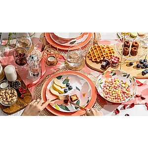 Zak Designs Melamine Dinnerware Set, 12-Piece, Service for 4, Blossom (Apricot)