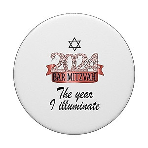 2024 Bar Mitzvah Quote Festive White Rose Decor PopSockets Standard PopGrip