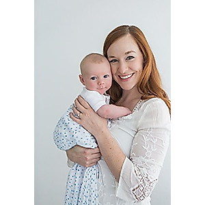 Amazing Baby Silky Swaddle Muslin Blankets, Set of 2, Bamboo Viscose, Drops and Dots, Blue