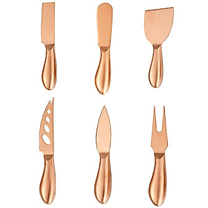 Cheese Knife Set 6 Piece, Stainless Steel Cheese Cutter, Cheese Spreader knife with Ergonomic Handle, Cheese Shaver and Fork for Holiday, Birthday, Wedding, Party