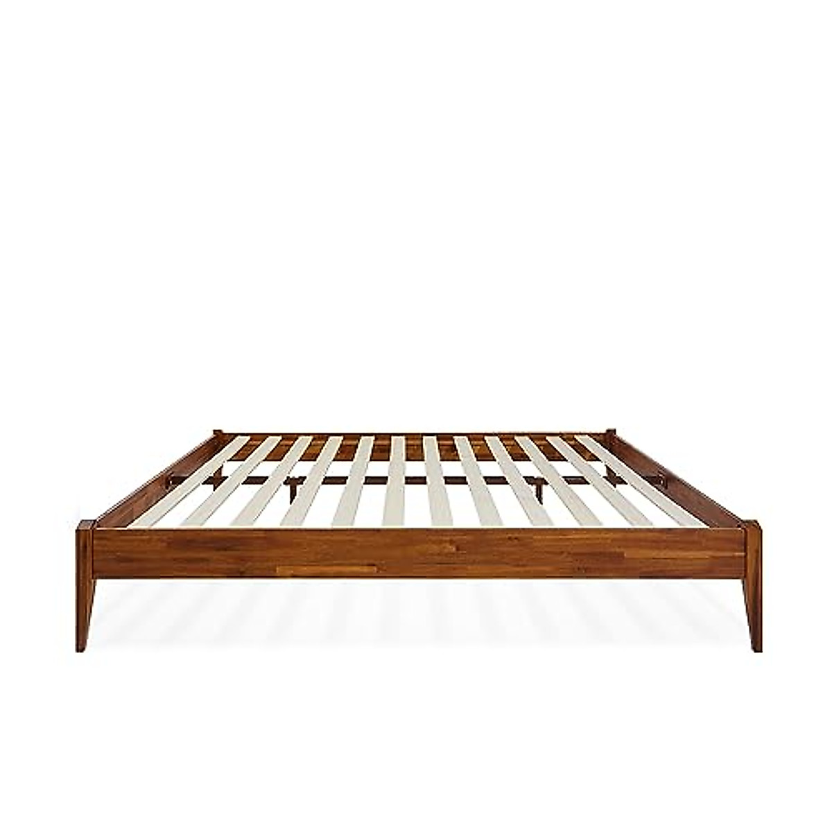 Bme Dinkee 15 Inch Signature Bed Frame Without Headboard - Modern & Minimalist Style with Acacia Wood - 12 Strong Wood Slat Support - Easy Assembly - No Box Spring Needed - Caramel, King