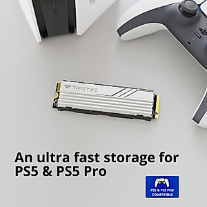 Timetec 1TB PCIe 4.0 White Heatsink Gaming SSD NVMe PCIe Gen4x4 M.2 2280 3D NAND TLC SLC Cache Read/Write Speed Up to 7,000/6,000 MB/s Internal Solid State Drive for PS5 Pro, PC Desktop