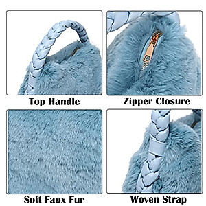 ZOVYRON Fluffy Tote Handbag for Women, Faux Fur Purse Fuzzy Top Handle Handbag Furry Cute Bag Plush Clutch Purse