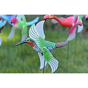 Wind Spinners Pinwheels Whirlygigs Hummingbird Lawn Garden Stakes Bird Decorations Cardinal Outdoor Decorative Yard Decor Patio Accessories Windmills Ornaments Plastic Art Christmas Whimsical Gifts