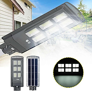 SISHUINIANHUA 3500W 4000W LED Solar Street Light PIR Motion Sensor Lamp with Remote Controller for Outdoor Garden Patio Street Lighting,Black,4000w