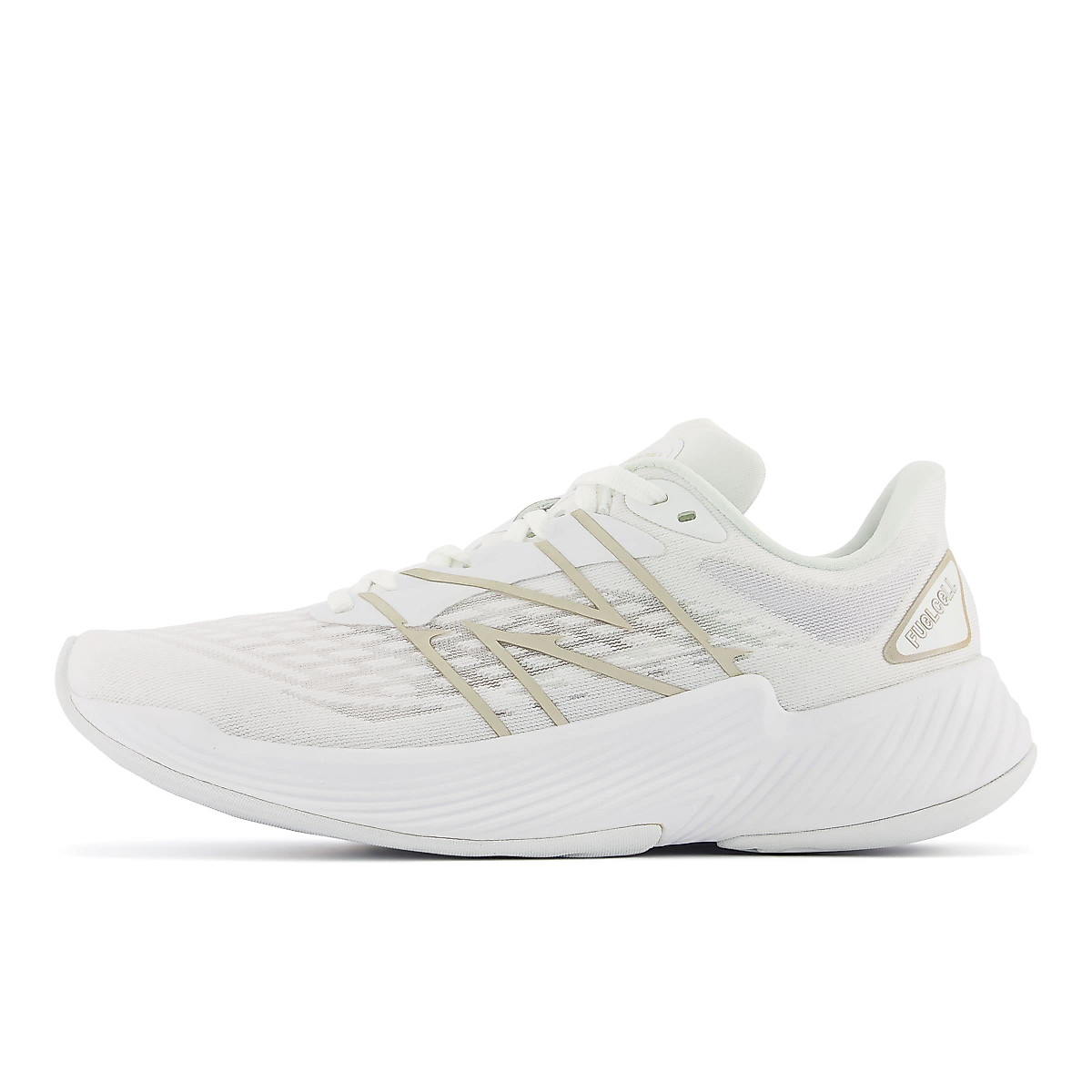 New Balance Women's FuelCell Prism V2 Running Shoe, White/Light Gold Metallic/White, 6 Wide