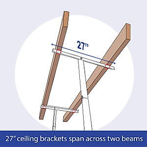 SafeRacks 2x6 Adjustable Overhead Garage Storage Rack, Heavy-Duty Steel Overhead Storage Rack with 300 lb Weight Capacity, Height Adjustable Garage Storage Organization System, White (18"-33")