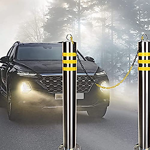 Car Parking Space Lock,2 Parking Yellow and Balck Lockable Down Car Parking Barrier Post,Private Car Park Driveway Guard Saver Blocker,76×800mm ()