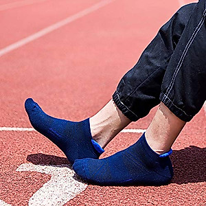 B&Q Mens 7 Packs Low Cut Ankle Performance Cotton Athletic Running Cushion Socks (Blue x 7, size 6-12)