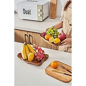 Wavy Live Edge Wooden Bowls for Decor+Wood Beads Garland, Handmade Key Bowl For Entryway Table Decor, Wood Bowls Decorative Wooden Fruit Bowl, Hand Carved Root Centerpiece Display Potpourri Wood Bowl