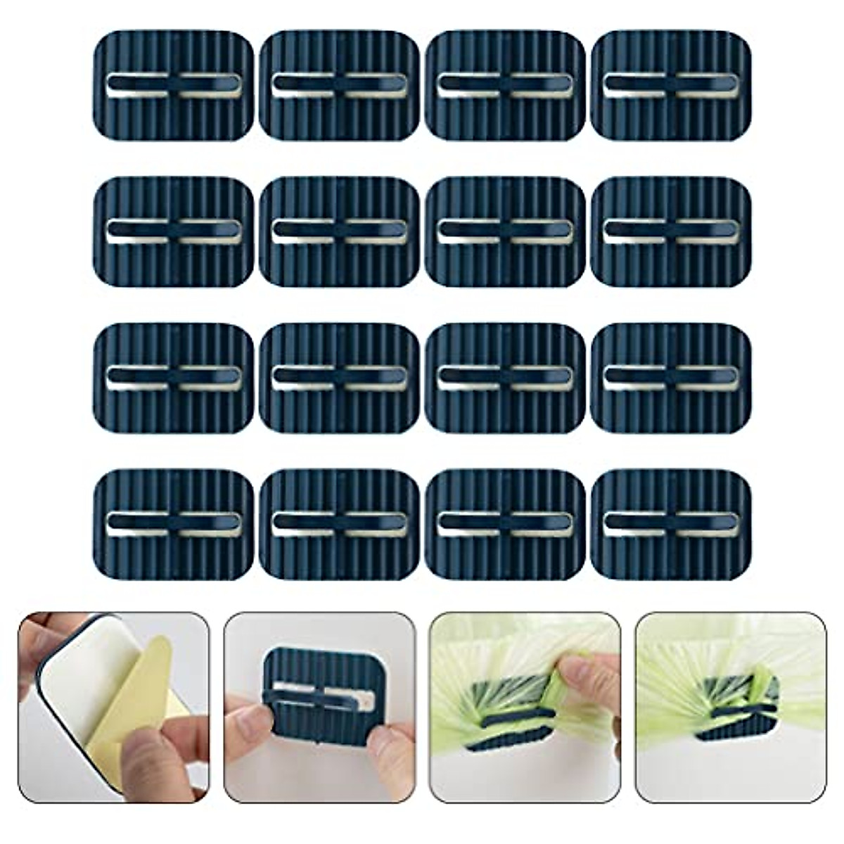 DOITOOL 16pcs Trash Can Clip Waste Basket Garbage Bin Clamp Rubbish Bag Clip Garbage Bag Retainers Anti- Slipping Trash Bag Fixer Blue