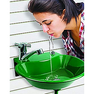 2-in-1 Outdoor Water Fountain and Faucet, Green