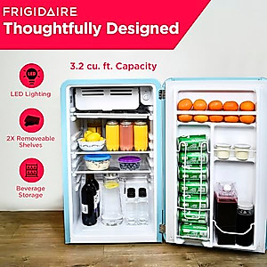 FRIGIDAIRE EFR372-BLUE 3.2 Cu Ft Blue Retro Compact Rounded Corner Premium Mini Fridge