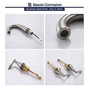 HOMELODY Widespread Bathroom Faucet 8 Inch Lavatory Faucet 2 Handle with Pop Up Drain and Supply Hose, Brushed Nickel