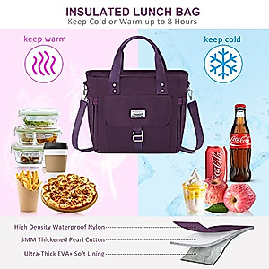 Wesugeyo Lunch Bag for Women, Insulated Lunch Box Work, Adult Meal Prep Tote Bag, Super Large Lunch Cooler Purse with Side Pockets Detachable Shoulder Strap for Picnic, Boating, Camping