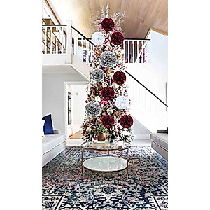 Decorations 2022 Maroon Graduation/Burgundy Silver White Birthday Decorations for Women 40th/50th Birthday 12 Tissue Paper Pom Poms Maroon Burgundy Silver Wedding/Bridal Shower Retirement Decorations