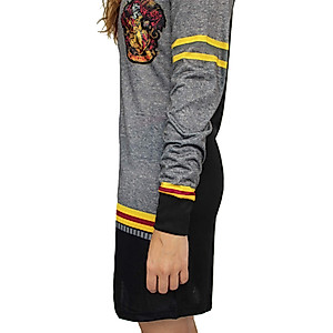 Harry Potter Hogwarts Gryffindor Women's Long Sleeve Nightgown Pajamas (X-Small, Black/Grey)