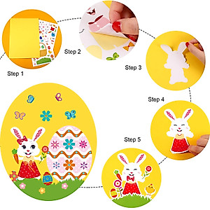 24 Easter Stickers Kids Crafts Make-A-Bunny Stickers, Rabbits Eggs Baskets Sticker Game Easter Stickers for Easter Theme Party Decoration Supplies Favors Fun Craft Project