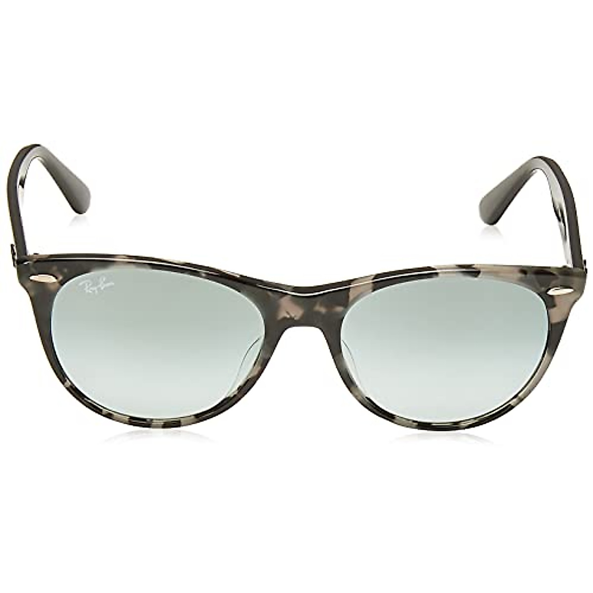 Ray-Ban Rb2185f Wayfarer II Low Bridge Fit Polarized Round Sunglasses, Grey Havana/Photochromic Azure Gradient Blue, 55 mm