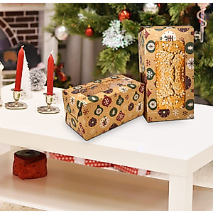 Gift Boutique 24 Christmas Bakery Boxes Holiday 2 Pound Loaf Pan Treat Boxes Brown Kraft Paper Box with Window for Baking Cupcake Goodies Food Gift Packaging Containers Party Favors 9" X 5" X 4.5"