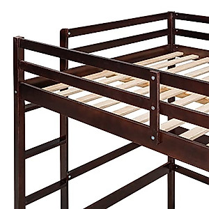 RORIGAT Full Size Loft Bed with Desk and Writing Board, Wooden Loft Bed Frame with Desk & 2 Drawers Cabinet for Kids Teens Adult, Espresso