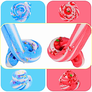 2 Pack Cloud Slime Kit with Blue Slime and Strawberry Slime Charms, Scented DIY Slime Supplies for Girls and Boys, Stress Relief Toy for Kids Education, Party Favor, Gift and Birthday