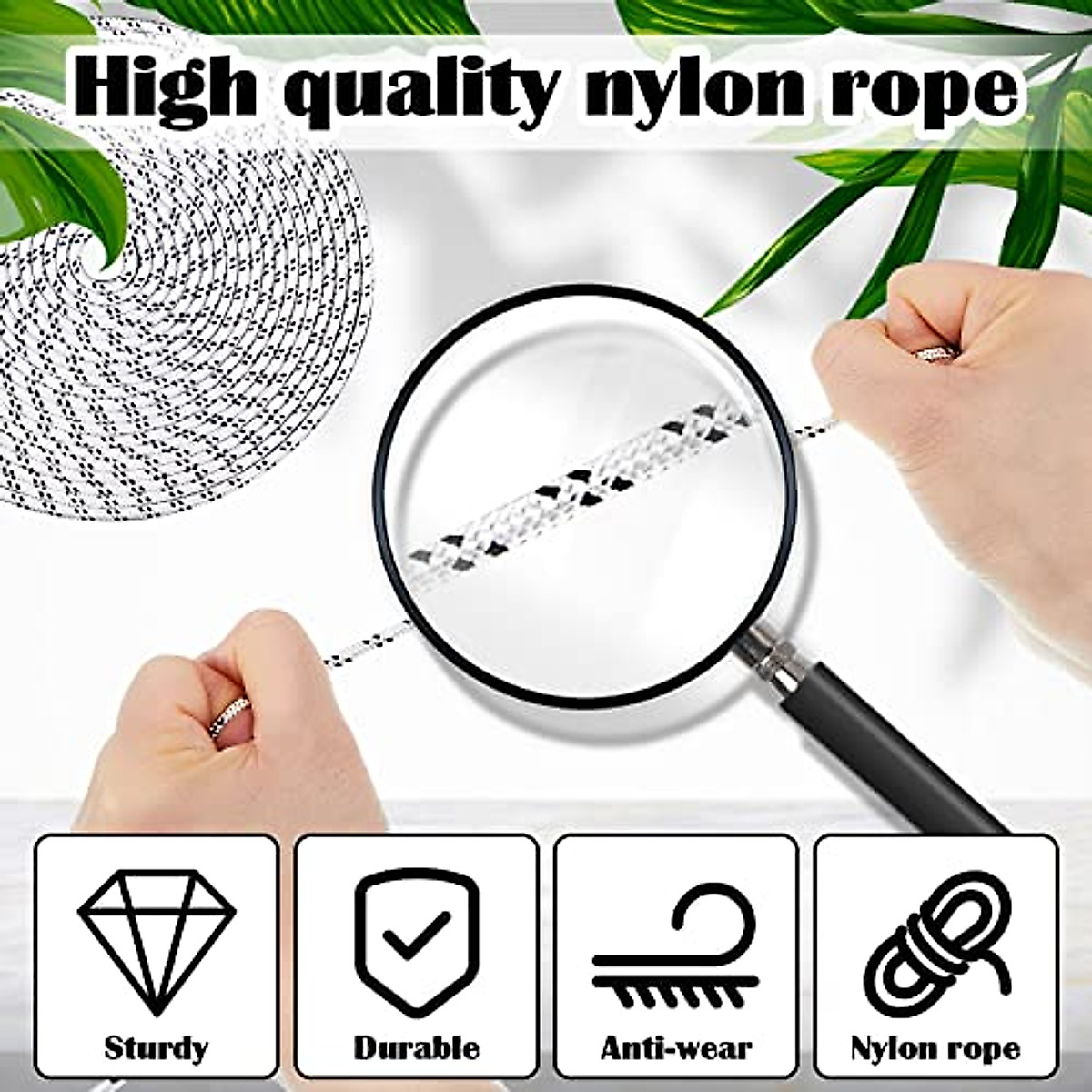 2 Pcs Outdoor Patio Umbrella Cord Line Nylon Rope 20 ft Patio Umbrella Replacement Parts Patio Umbrella String Replacement for Outdoor Patio Umbrella and Base Replacement Accessories (0.12'' Diameter)
