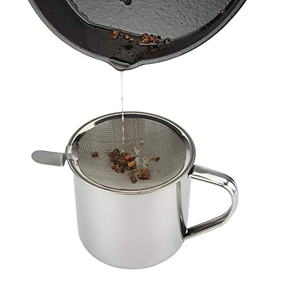 Bacon Grease Container Kitchen Cooking Oil Container Grease Container with Strainer Filter - Heat Resistant (1.25 Quart | 5 Cups)