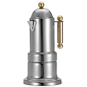 Moka Pot, Stainless Steel Moka Pot Stovetop Coffee Pot Electromagnetic Espresso Brewed Coffee Maker with Valve 4 Cups