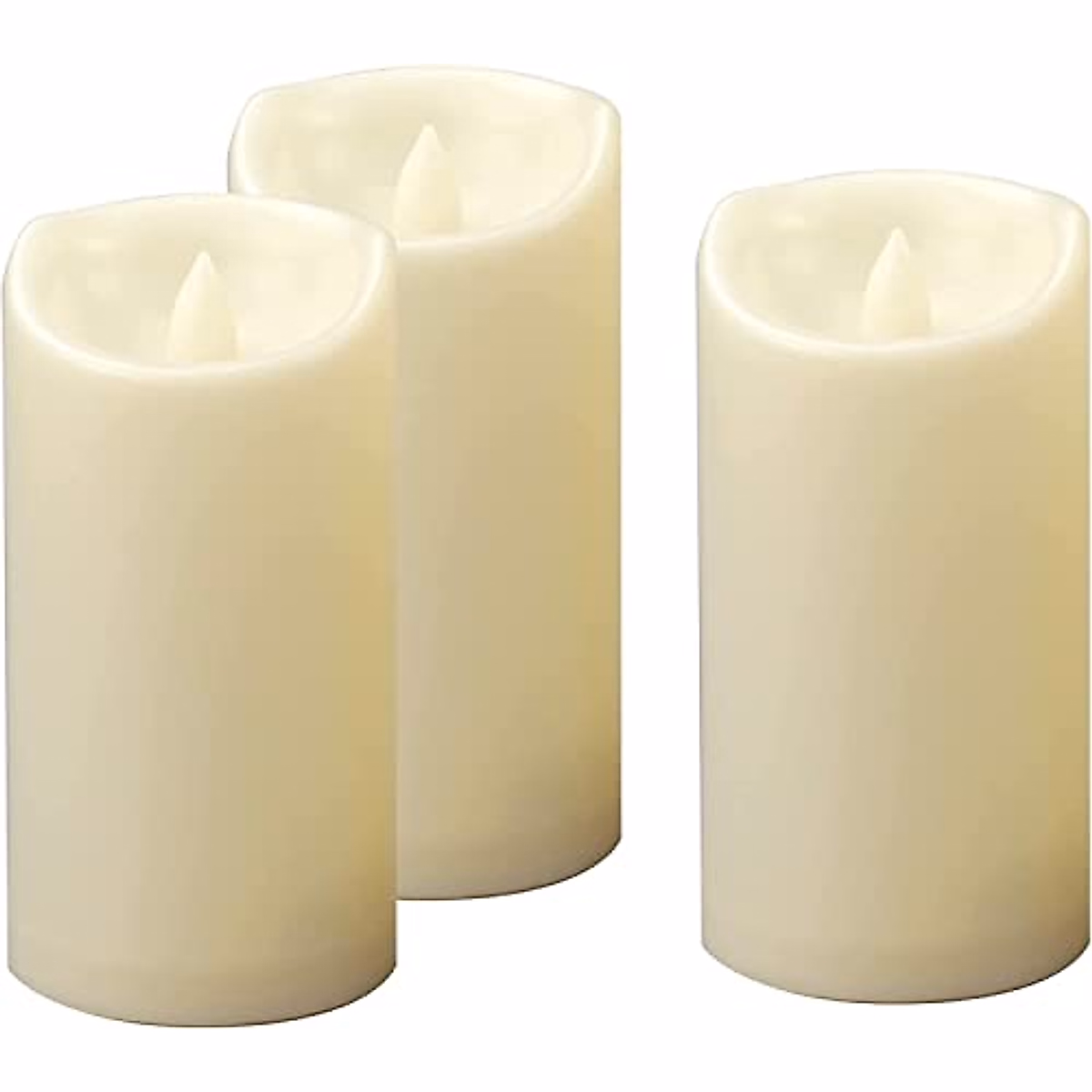 2WDECOR Outdoor Battery Operated Flameless Candles with Cycling Timer, Realistic Flickering Plastic Fake Electric LED Pillar Lights for Garden Wedding Party Halloween Christmas Decor 3x5 Inches 3-Pack