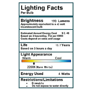 CTKcom T10 E26 Amber LED Light Bulb,Smooth Dimmable T10 Tubular Edison Light Bulbs,2 Watt 120V 2200K Warm White 140 lumens Vintage Edison Light Bulbs 25 Watt Equivalent,4 Pack