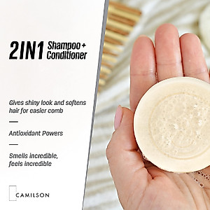 CAMILSON Argan Oil Shampoo Bar, Natural Origin Pack of 2, 7 Oz, Conditioner Bars Treatment for Nourish Deep Moisture, Moisturizing for Dry, Damaged & Dull Hair, Plant Based, Eco-Friendly Natural Origin