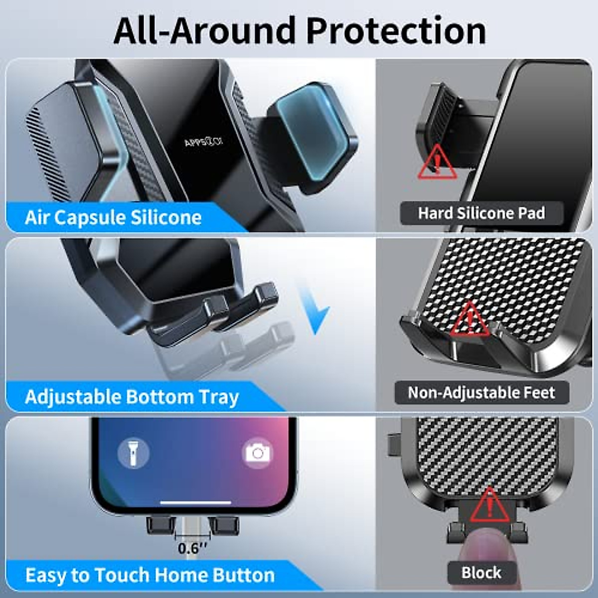 APPS2Car Phone Mount for Car Dashboard & Windshield Military Sturdy Suction Cup Phone Holder [Thick Cases & Big Phones Friendly] Cell Phone Cradle, Compatible with iPhone 14 13 All Phones & Truck/SUV