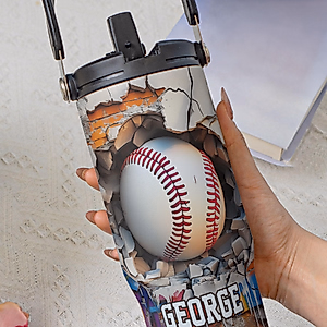 Macorner Sports Personalized 30oz Tumbler With Handle, Sport Gifts For Son, Daughter, Player Basketball, Baseball, Football