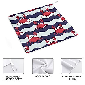 Curdesi Striped Crab Hand Bath Towels Soft Absorbent Microfiber Hand Towel for Bathroom Kitchen, 12 x 12inch