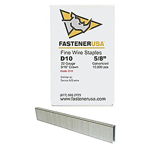 5/8" Leg x 3/16" Crown 22GA Galvanized D10 Upholstery Staples 10M Box