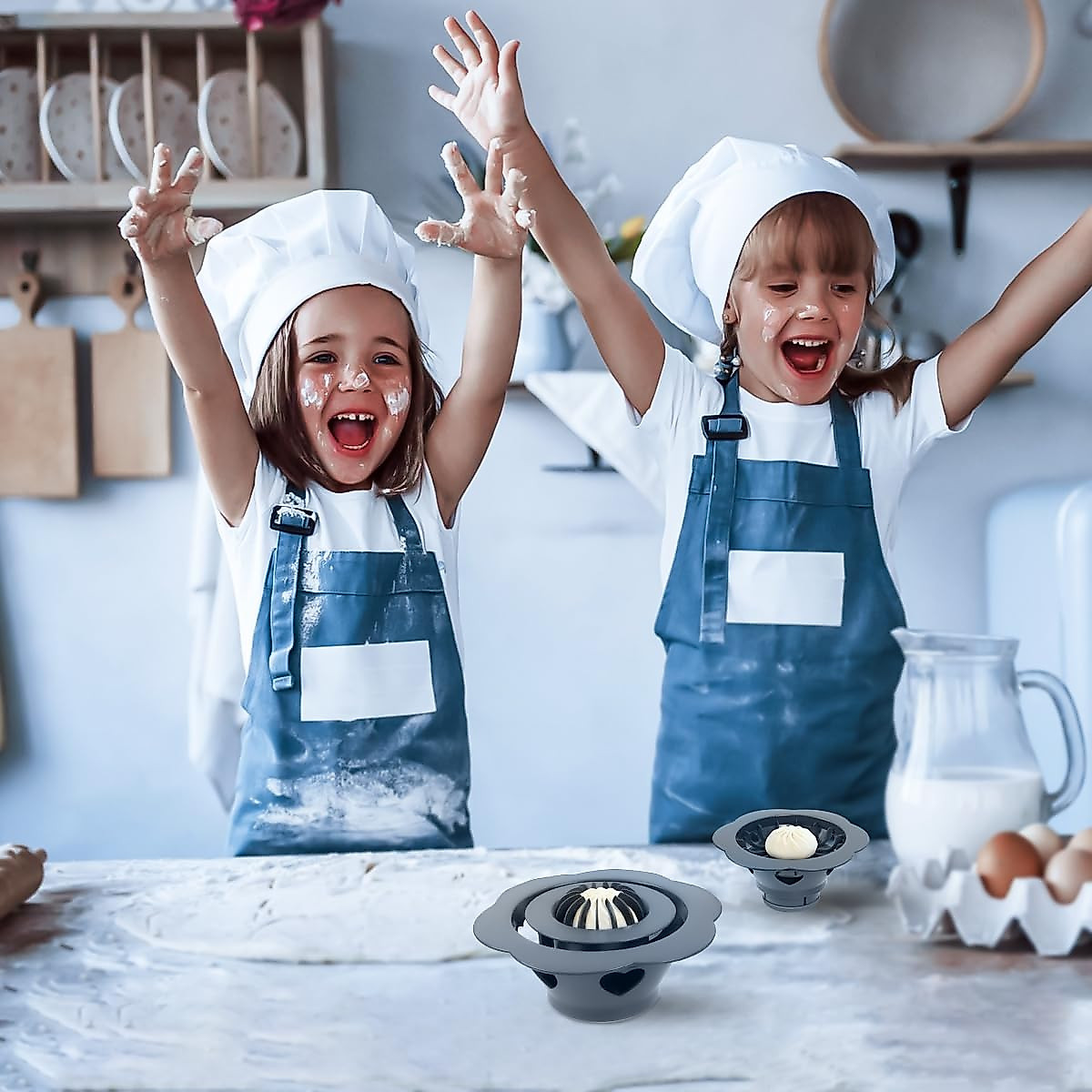 Jnhuy Baozi Maker Machine,6.57" Dumpling Momo Maker Mold Plastic Kitchen Gadget Tool Homemade Bao Buns Preparation Culinary Exploration Ease of Use Cleaning(Gray)