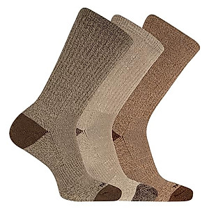 Merrell womens 3 Pack Cushioned Performance Hiker (Low Cut/Quarter/Crew) Casual Sock, Assorted Olive (Crew), 9 11 US