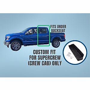 RHA Under Seat Storage 2015-2024 SuperCrew Fits Ford F-150, 2017-2024 Super Duty F-250/F-350 Crew Cab Upgraded Rear Underseat Box Black Organizer (WITHOUT OEM Floor Mounted Flip-up Storage)
