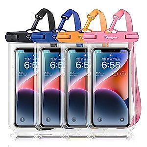 Rynapac Waterproof Phone Pouch - 7.5in Universal Water Proof Cell Phone Case for Beach Travel Must Haves, Cruise Essentials Waterproof Phone Bag with Lanyard for iPhone 15 Pro Max Galaxy S23 Pixel 7a