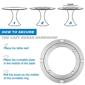 Hicarer 3 Pack 5.5 Inch Lazy Susan Bearing Hardware Turntable Heavy Duty Aluminum Small Lazy Susan Rotating Turntable Kitchen Base Turn Rotary Bearing Swivel Plate for Heavy Loads