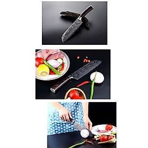 Damascus Chef Knife Set. Professional Japanese High Carbon Steel. 7Cr17mov Blade. Ergonomic comfort Woden Handle. 7 Inch