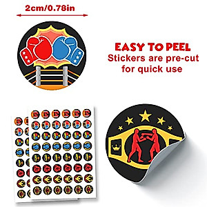 Boxing Labels Stickers Boxing Glove Boxing Match Sports Wrestle Fitness Theme Decor for Gym Boy Man 1st Birthday Party Baby Shower Photography Decorations Supplies 240 PCS Photo Booth Props Favors