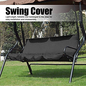 Outdoor Swing 3 Seater Swing Chair Waterproof Swing Seat Pads Replacement for Patio Garden Yard(Black).