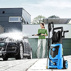 Suyncll Electric Pressure Washer 1500W Power Washer Electric Powered Pressure Washer Machine with 4 Nozzles for Cleaning Patio, Cars, Driveways, Fences, Garden(Blue)