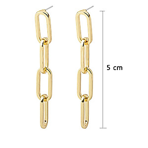 Link Chain Drop Earrings Minimalist Punk Paperclip Chain Dangle Earrings for Women Gold Silver