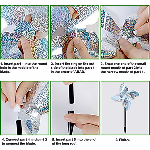 10 Pack Bird Scare Pinwheels Devices, Bird Reflective Pinwheels Woodpecker Bird Deterrent Pinwheel, Bird Repellent Bird Reflector Spinner Blinder Devices Outdoor Keep Birds Away