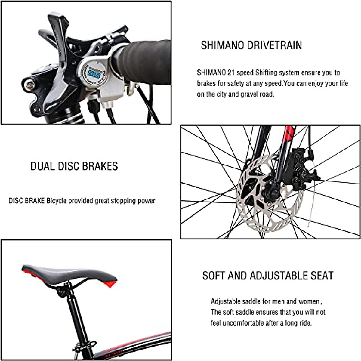 EUROBIKE Road Bike,49CM/54Cm Mens/Womens 700C City Bicycle,21 Speed (49CM Frame Wheel 30)